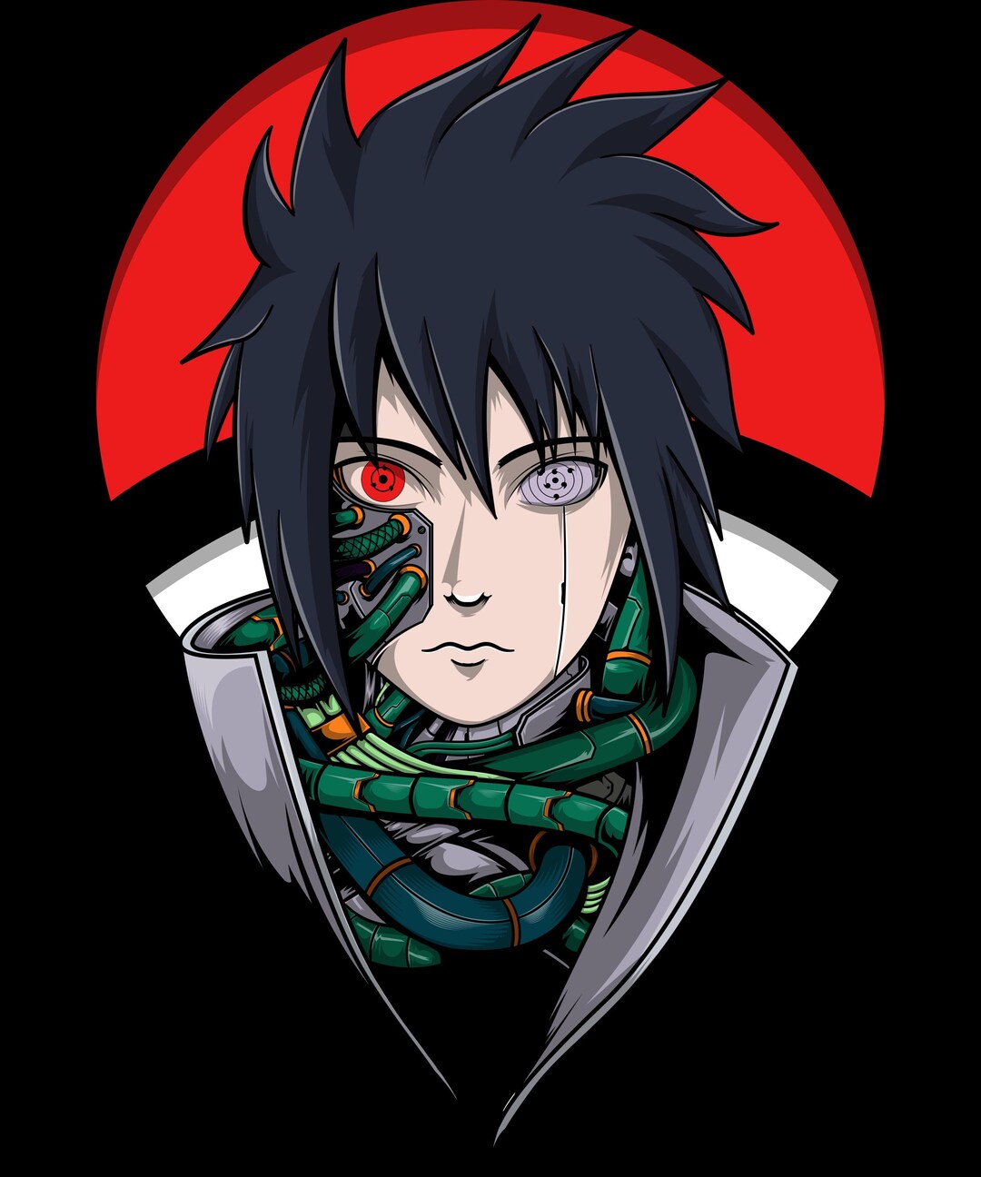 Cyberpunk Naruto Anime-inspired Digital Art | Sasuke PNG Design for T ...