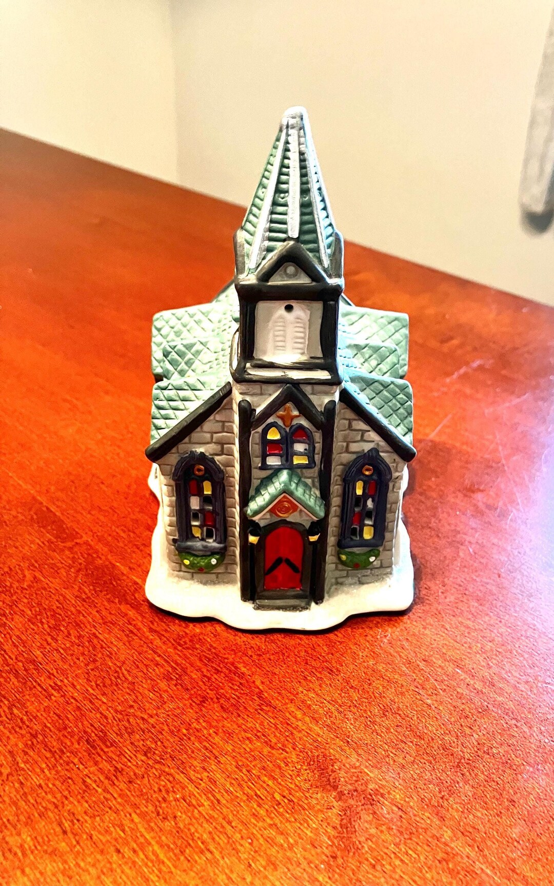 Ceramic Steepled Church: Lighted Christmas Village Display - Etsy