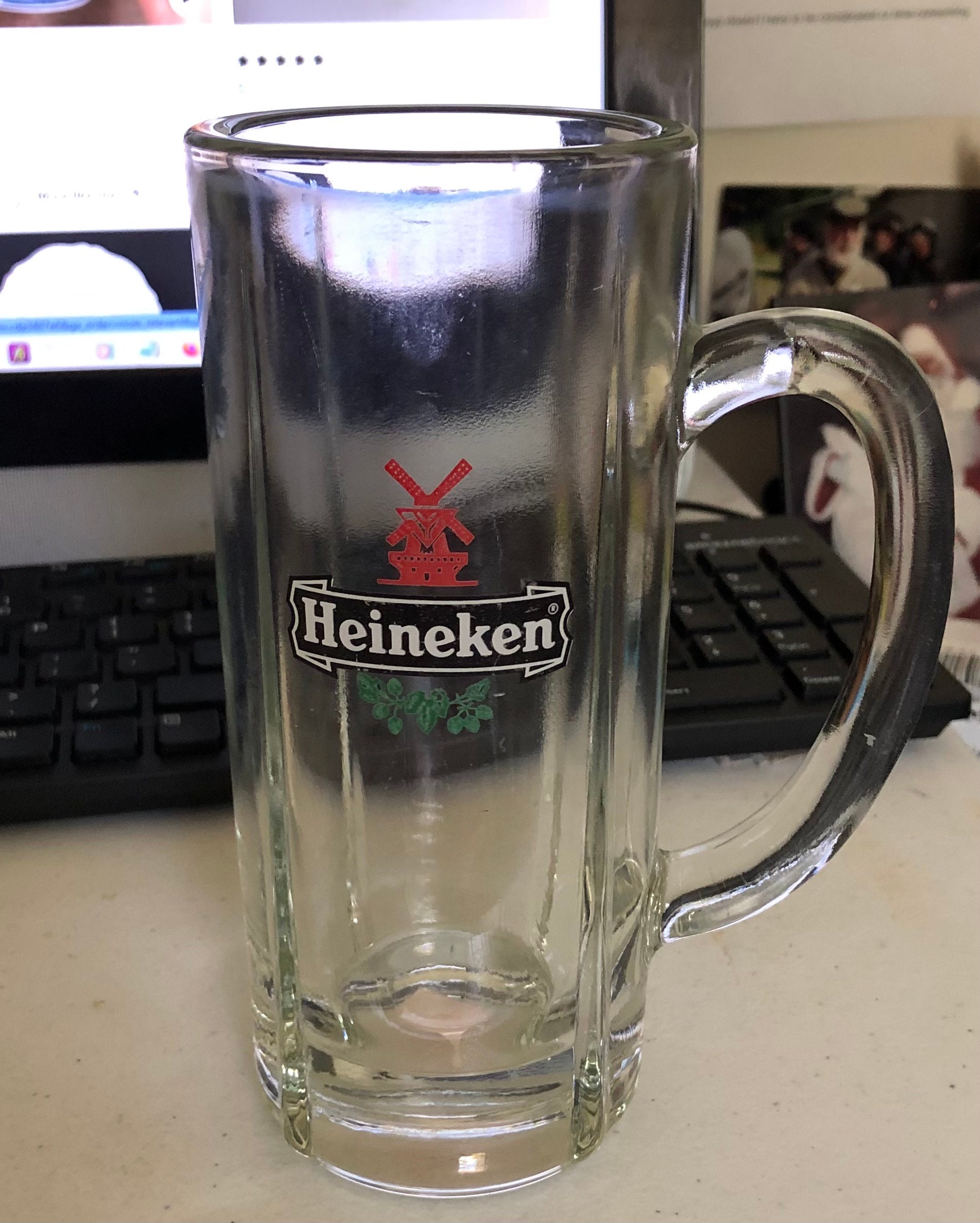 Vintage Heineken Beer Glass Mug Heavy Clear Glass With - Etsy