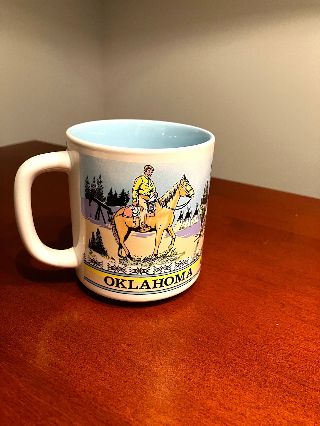 Vintage Souvenir Oklahoma Mug Pics of Cowboy, Eagle, Bison, Indian - Etsy