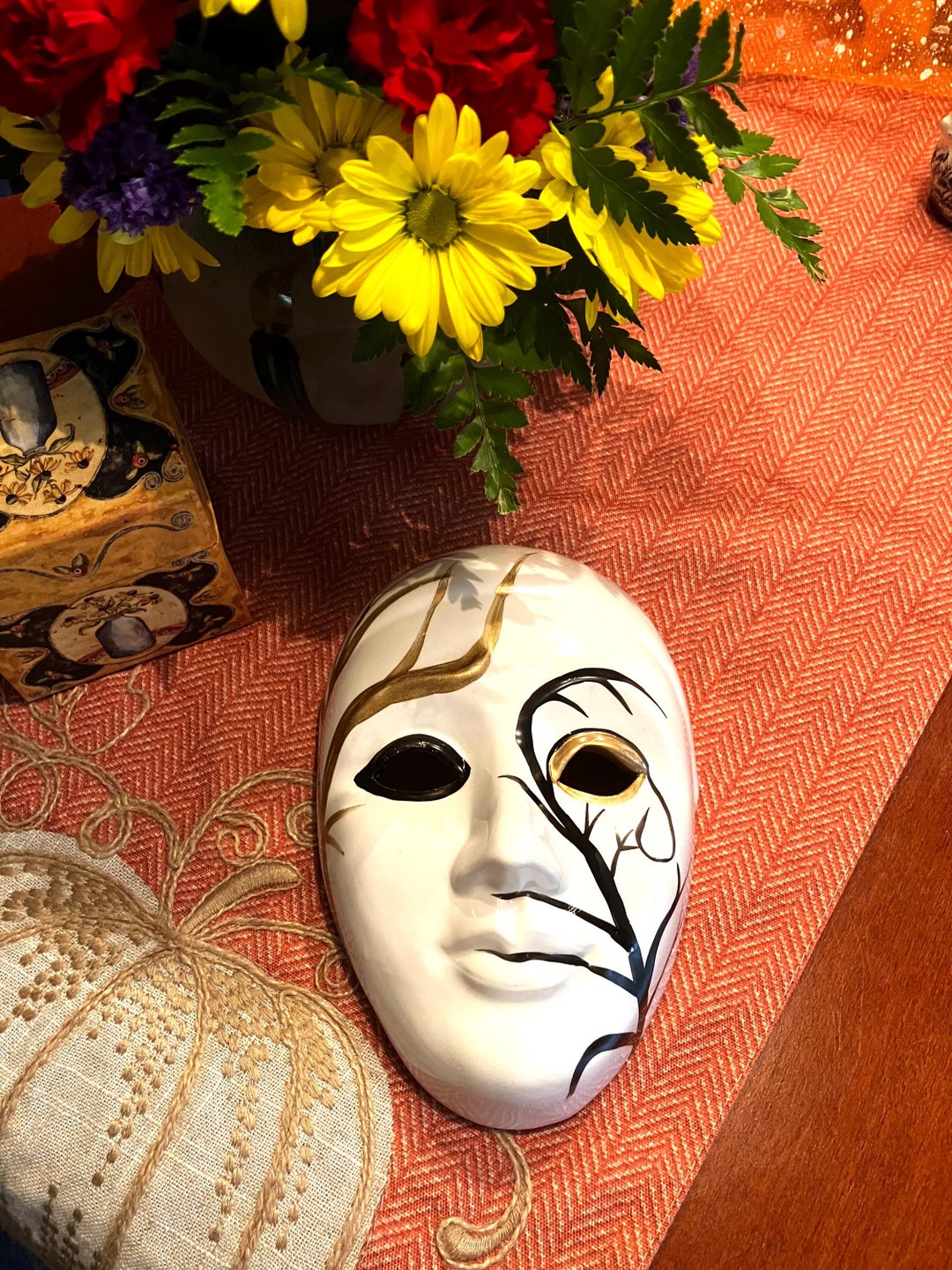 Vintage Ceramic Hand Painted Mardi Gras Mask Wall Hanging - Etsy