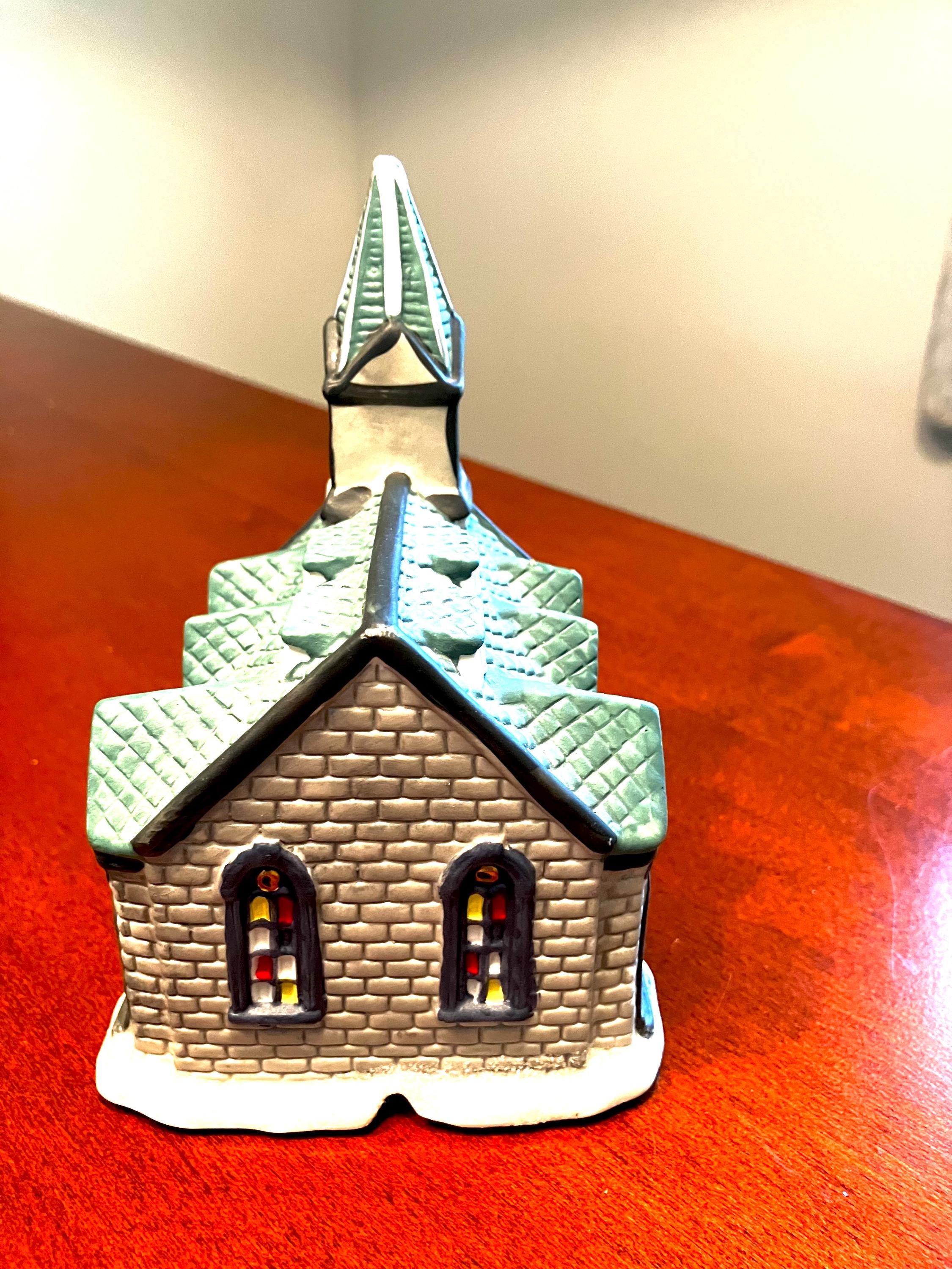 Ceramic Steepled Church: Lighted Christmas Village Display - Etsy