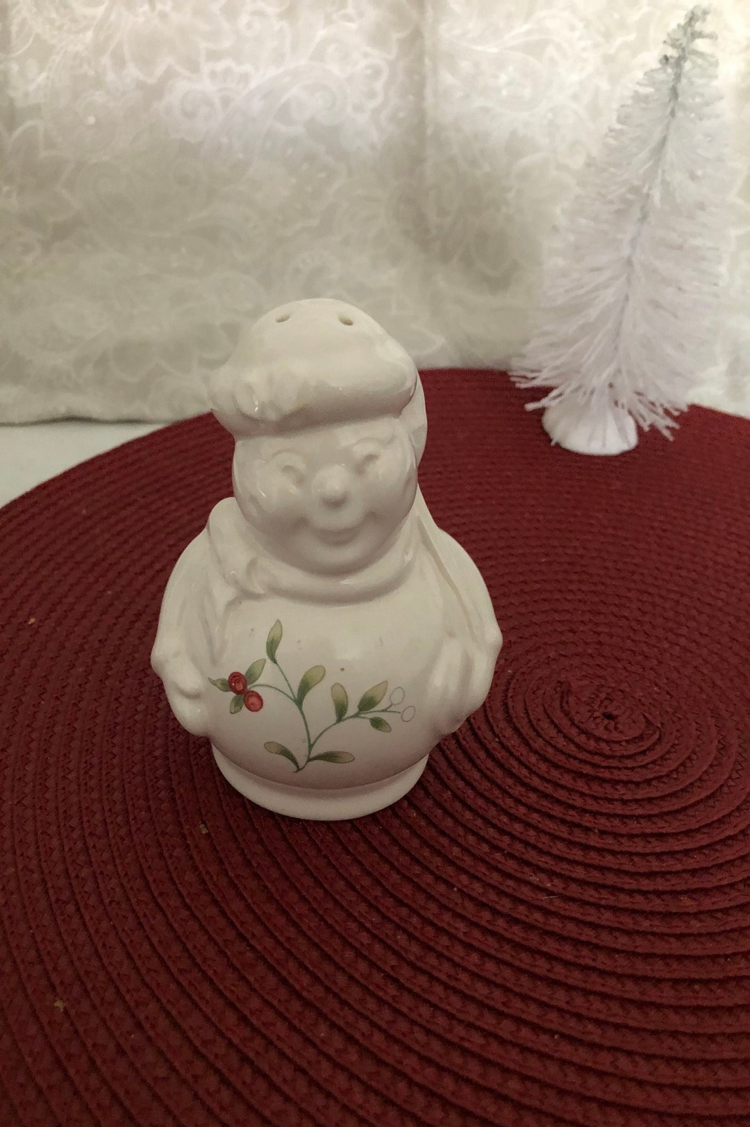 Snowman Salt Shaker - Vintage 90s Pfaltzgraff Winterberry Pattern - Etsy