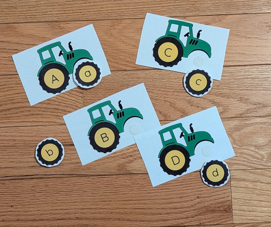 Green Tractor Alphabet Matching Game - Etsy