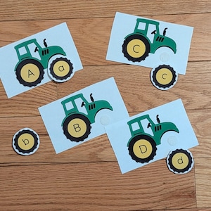 Green Tractor Alphabet Matching Game - Etsy