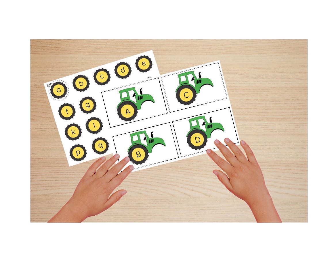 Green Tractor Alphabet Matching Game - Etsy