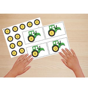 Green Tractor Alphabet Matching Game - Etsy