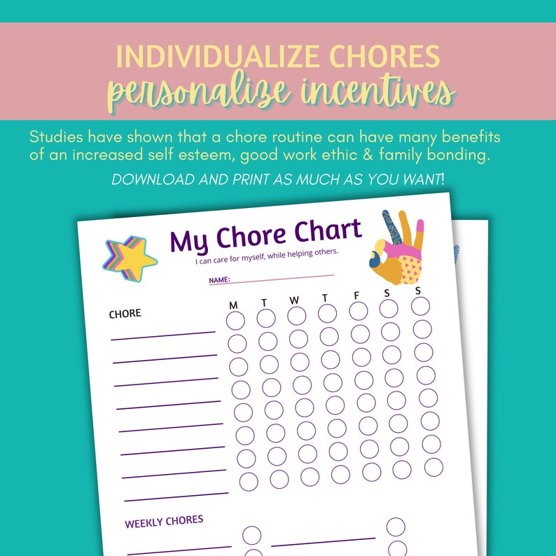 My Chore Chart for Multiple Ages Young Child Chore Chart, Teen Chores ...