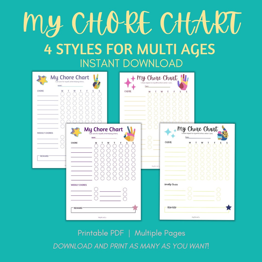 My Chore Chart for Multiple Ages Young Child Chore Chart, Teen Chores ...