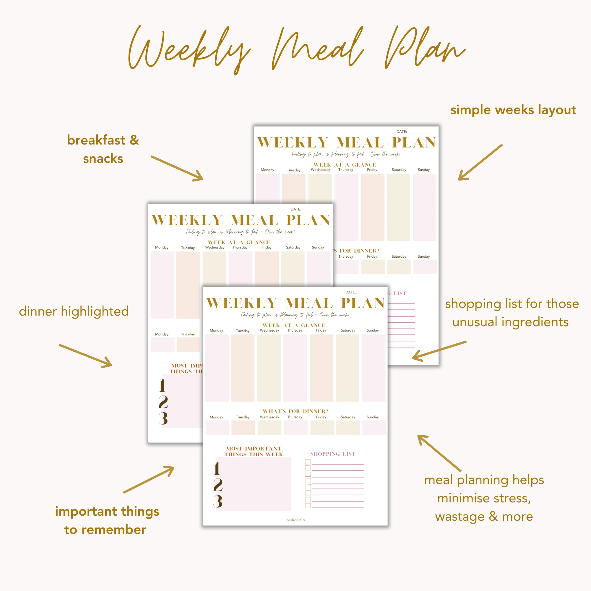 Weekly Meal Plan Printable Template Digital Weekly Meal Planner ...