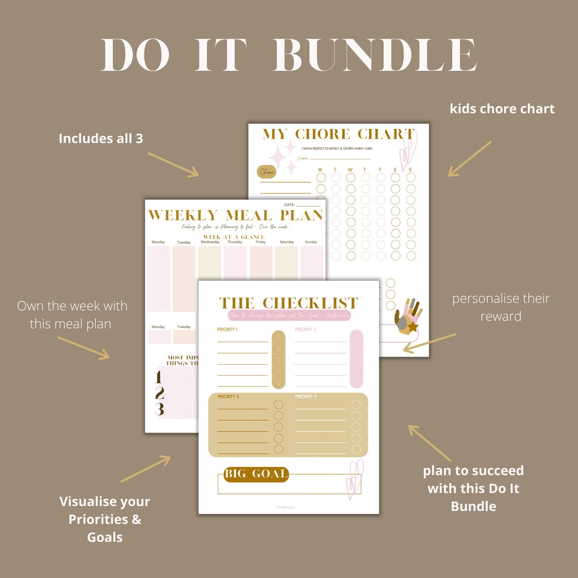 Do It Bundle the Checklist, Weekly Meal Plan, My Chore Chart, Project ...