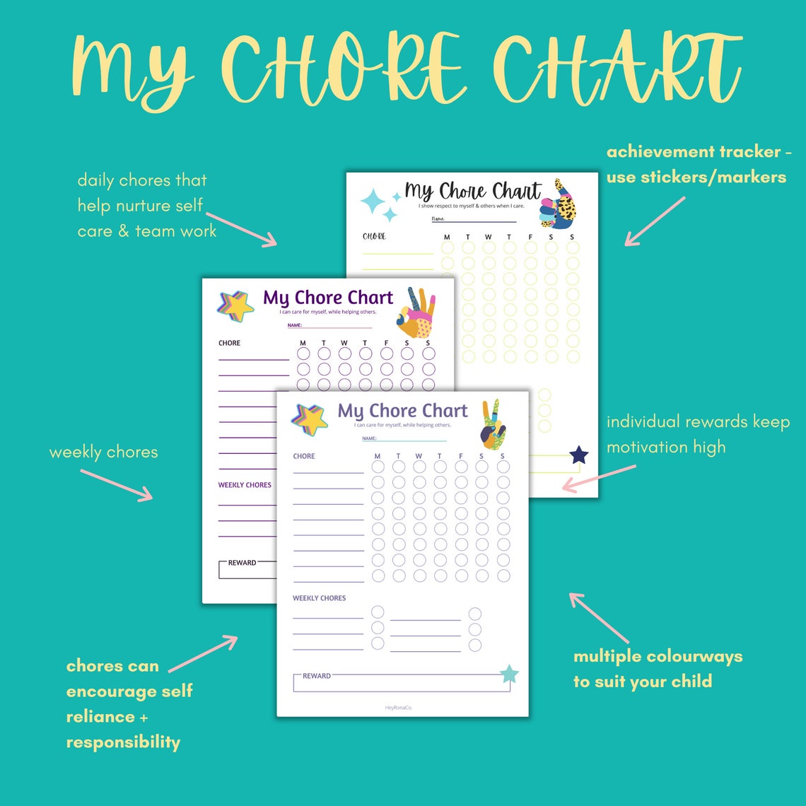 My Chore Chart for Multiple Ages Young Child Chore Chart Teen - Etsy