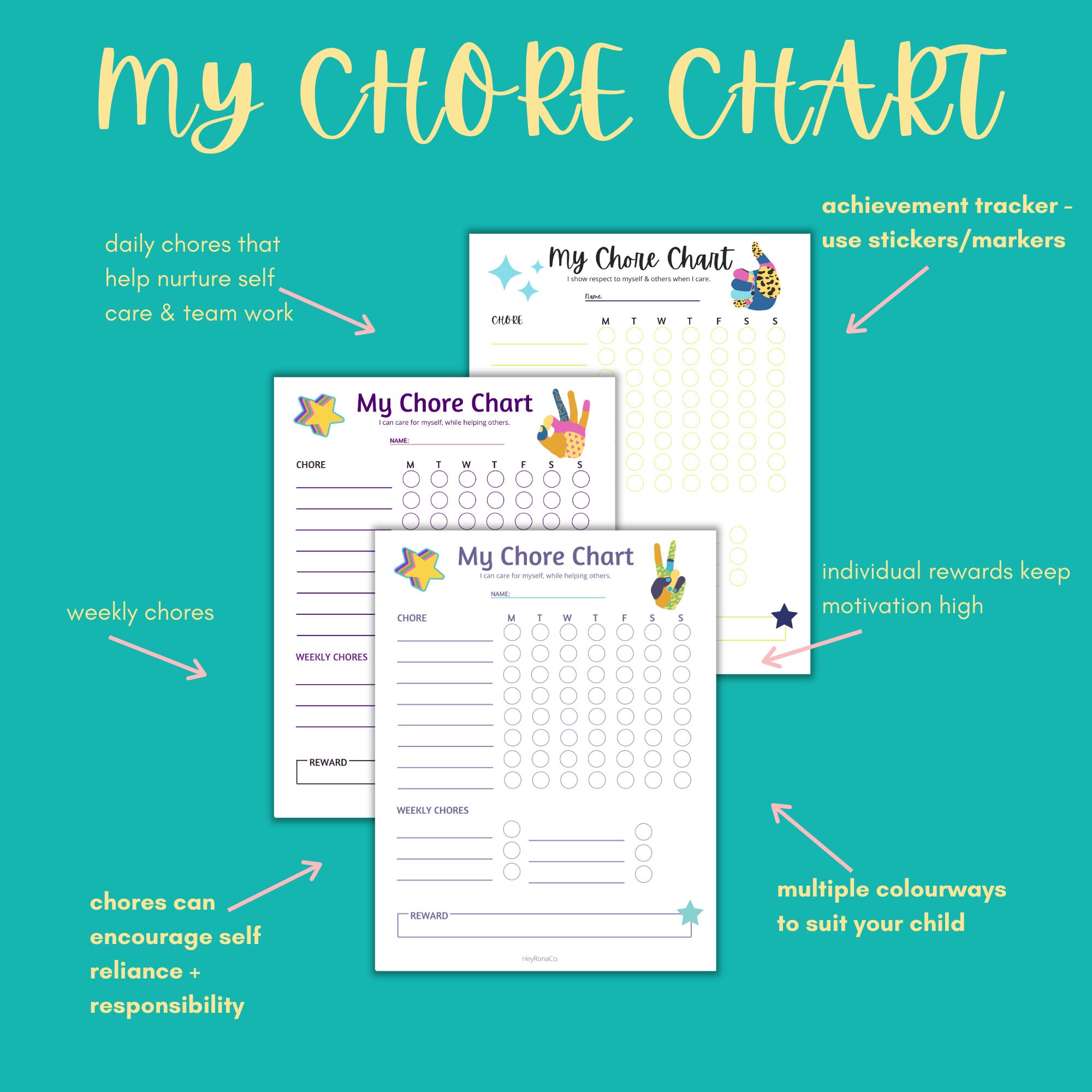 My Chore Chart for Multiple Ages Young Child Chore Chart, Teen Chores ...