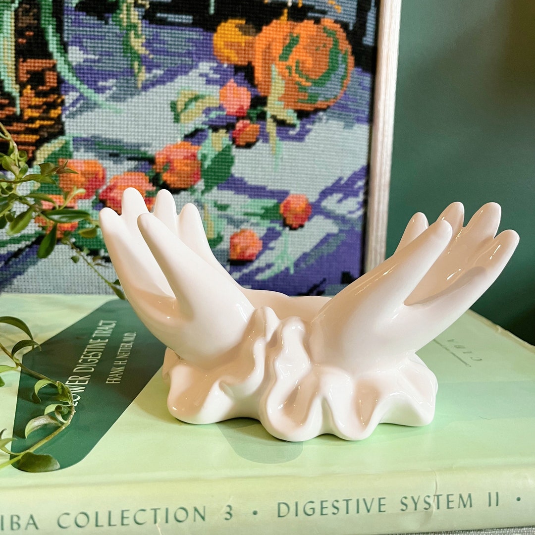 White Ceramic Hands Card Holder - Etsy