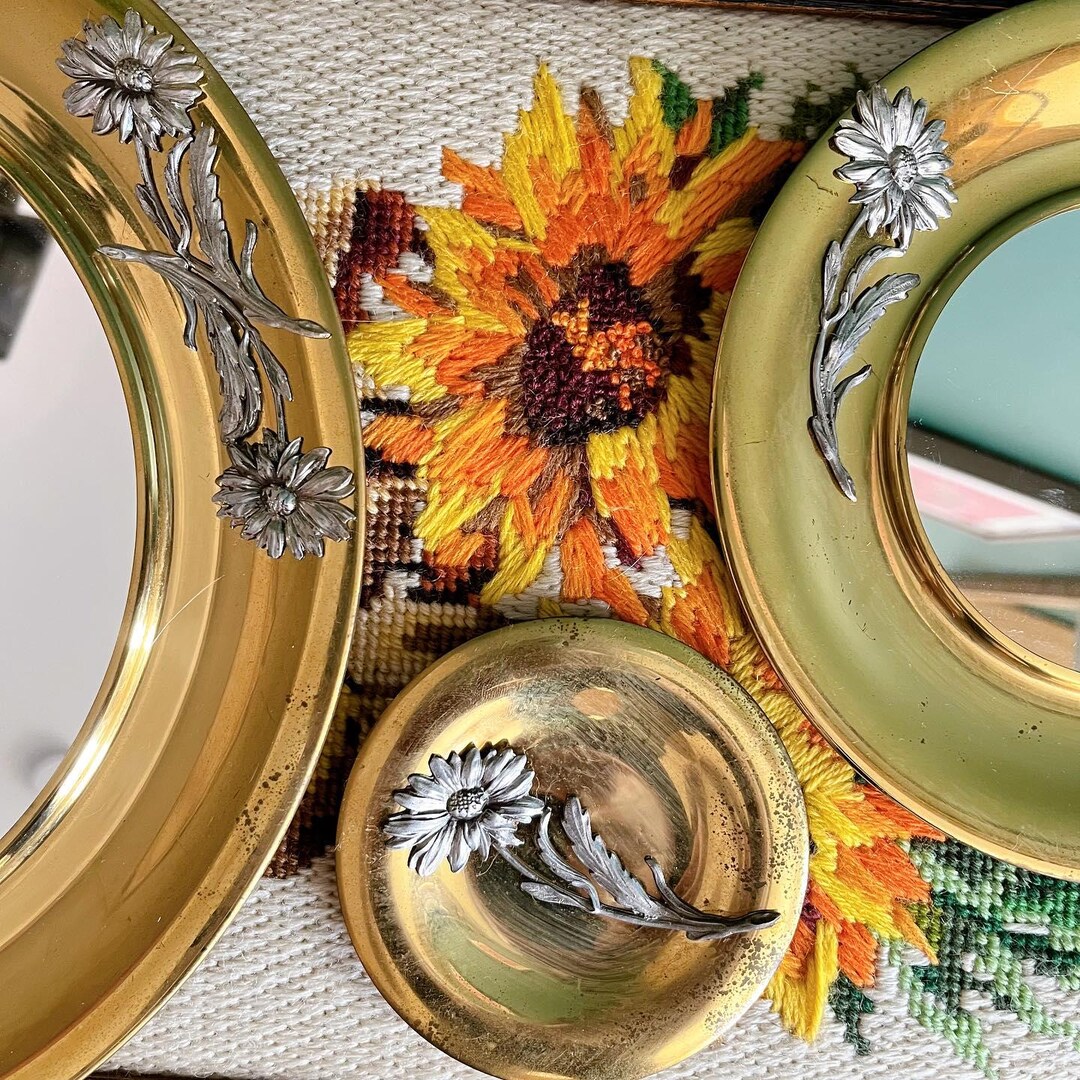 Gold and Silver Sunflower Mirrors - Etsy