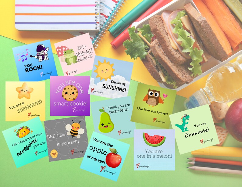 Lunch Box Notes for Kids PDF Printable - Etsy