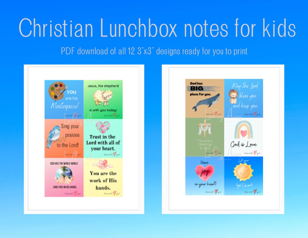 Watercolor Christian Lunch Box Notes for Kids PDF Printable - Etsy