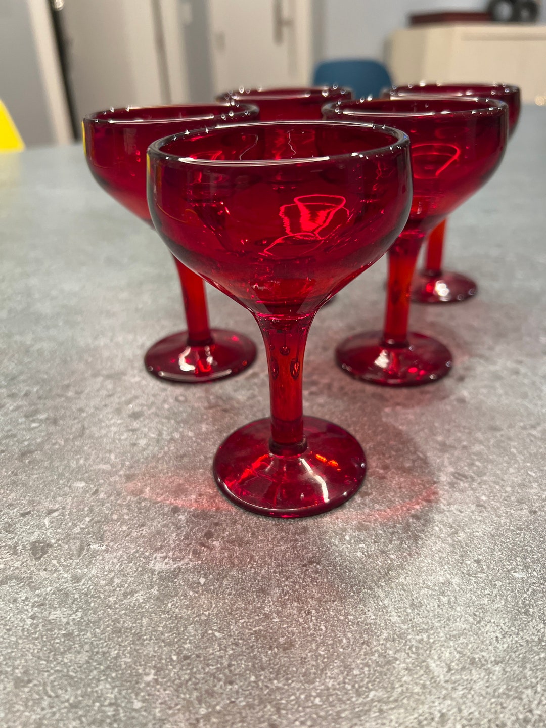 5 Ruby Red Vintage Cordial Glasses - Etsy