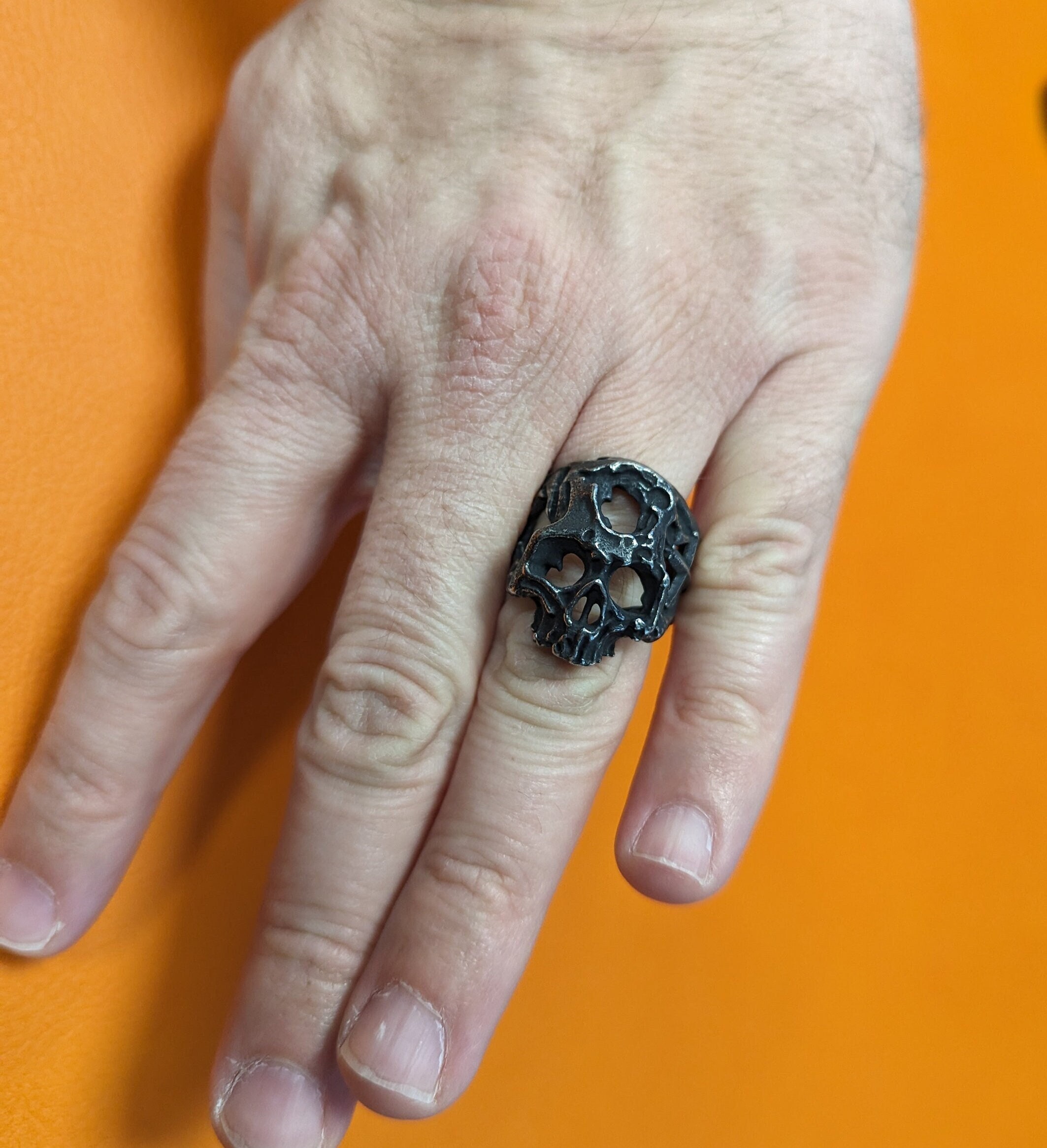 Gothic Human Skull Ring for Men | 316L Stainless Steel, Heavy Metal Ring, Punk, Motorcyclist ...