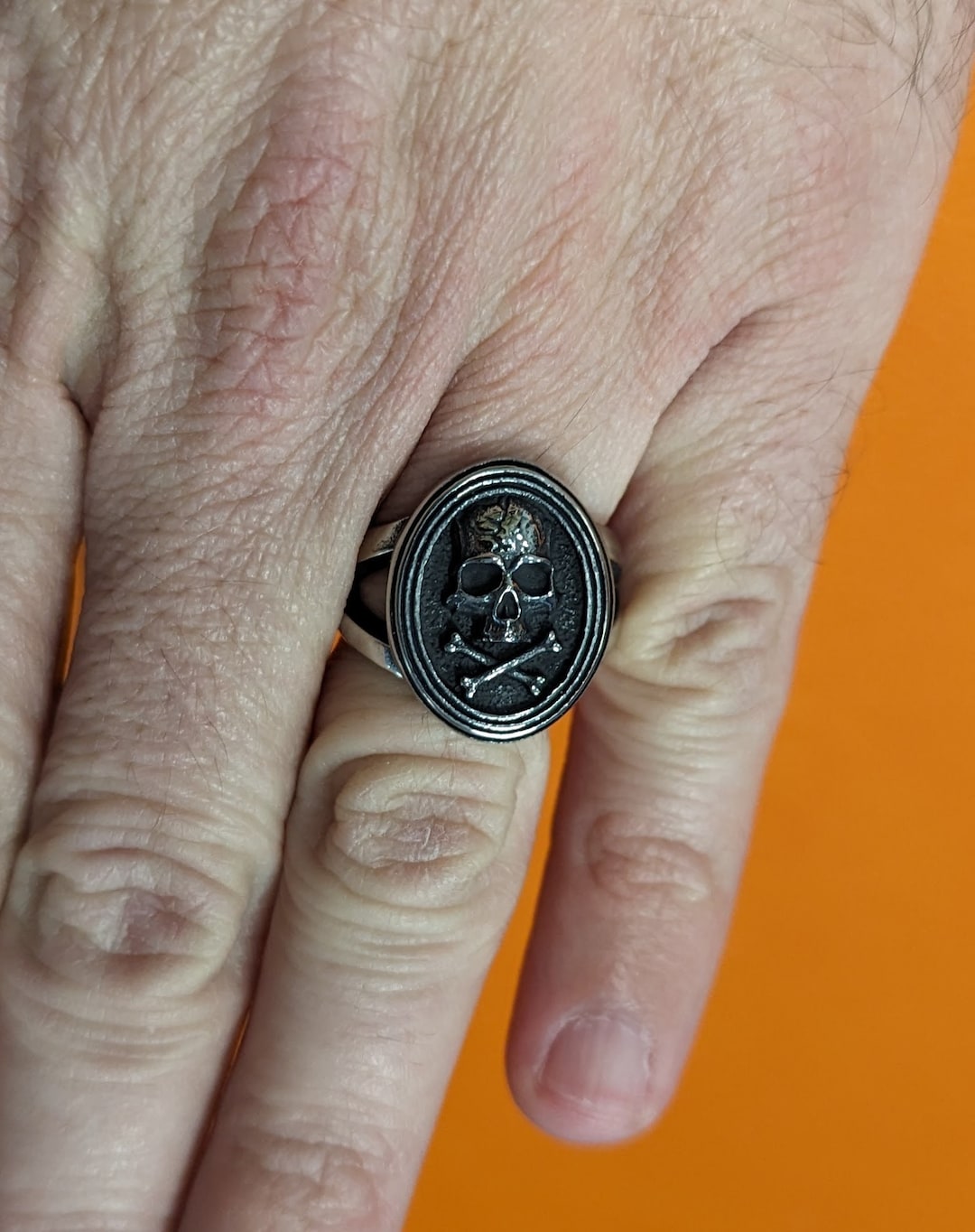 Human Skull Pirate Ring for Men | 316L Stainless Steel, Heavy Metal ...