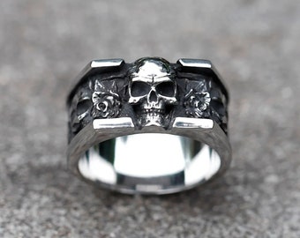 Gothic Human Skull Ring for Men 316L Stainless Steel, Heavy Metal Ring ...