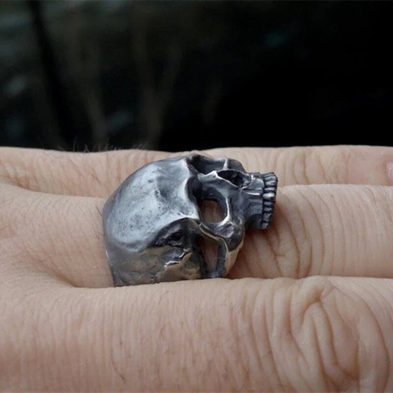 Gothic Human Skull Ring for Men 316L Stainless Steel, Heavy Metal Ring, Punk, Motorcyclist Ring ...