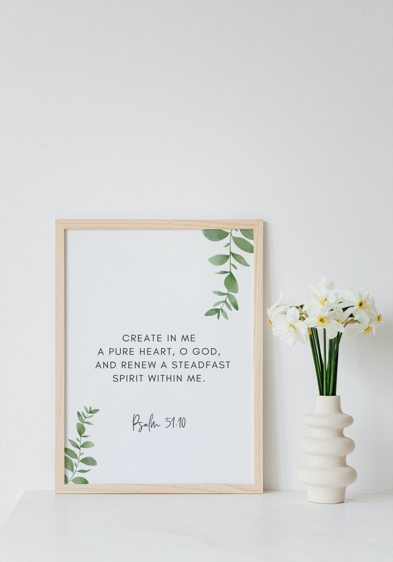 Buy Psalm 51:10 NIV Bible Verse Wall Art, Scripture Quote Print ...