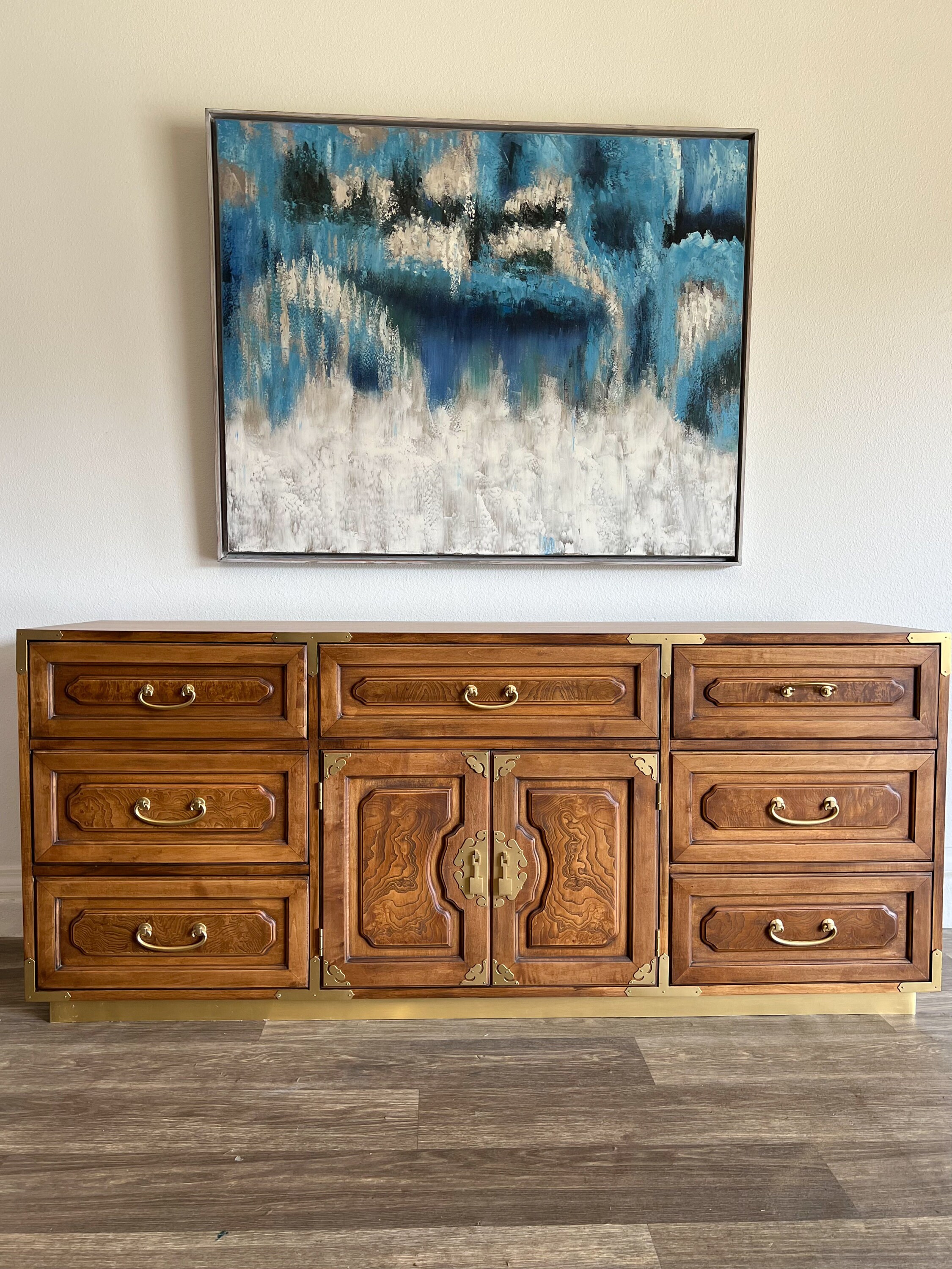 Bernhardt Chinoiserie Campaign Triple Dresser Media Console Sideboard ...