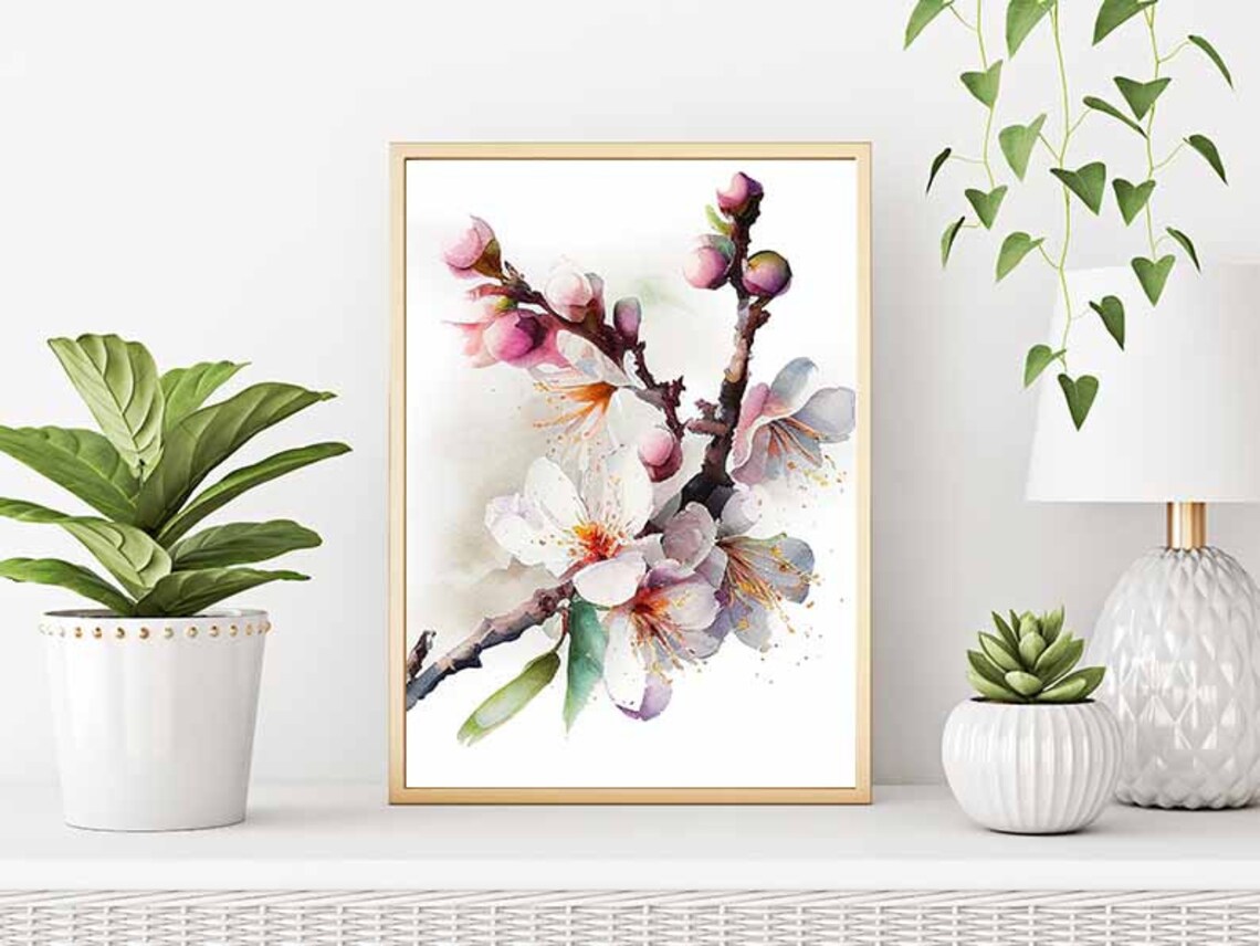 Watercolor Prunus Art, Set of 2 Farmhouse Wall Art, Botanical Prints ...