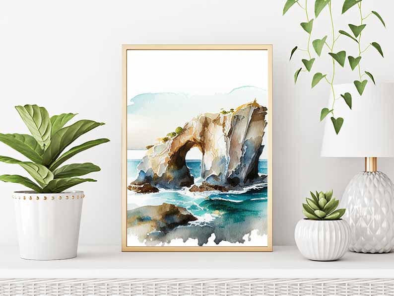 Watercolor Beach Cliffs Art, Set of 2 Farmhouse Wall Art, Digital Art ...