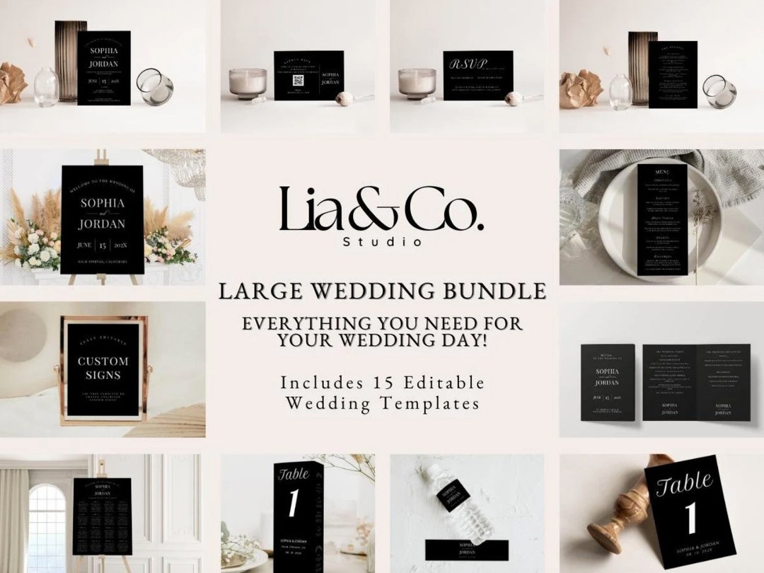 Modern Ultimate Wedding Bundle Templates, Wedding Bundle, Save the Date ...