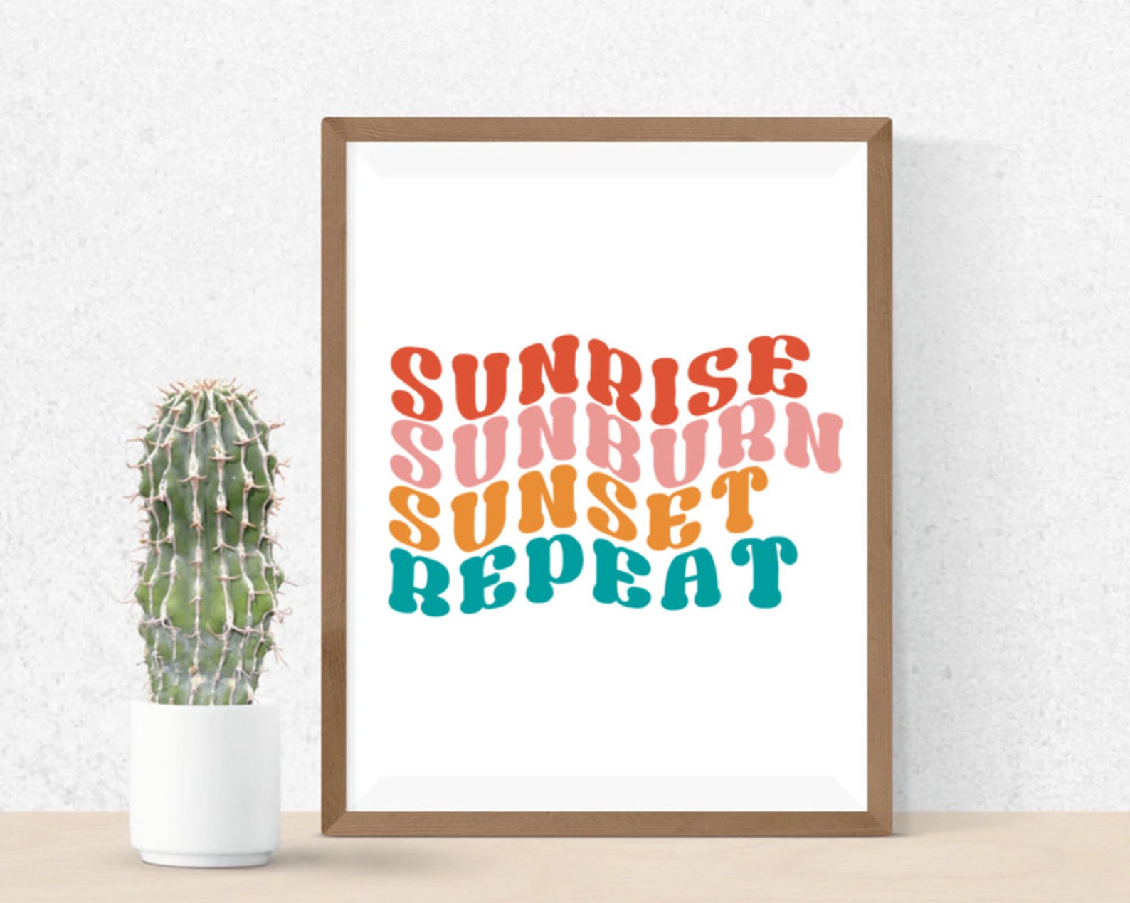 Sunrise Sunburn Sunset Repeat SVG Vintage Text Wavy Retro - Etsy