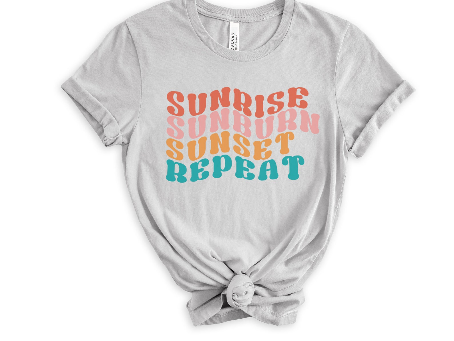 Sunrise Sunburn Sunset Repeat SVG, Vintage Text, Wavy Retro Font ...