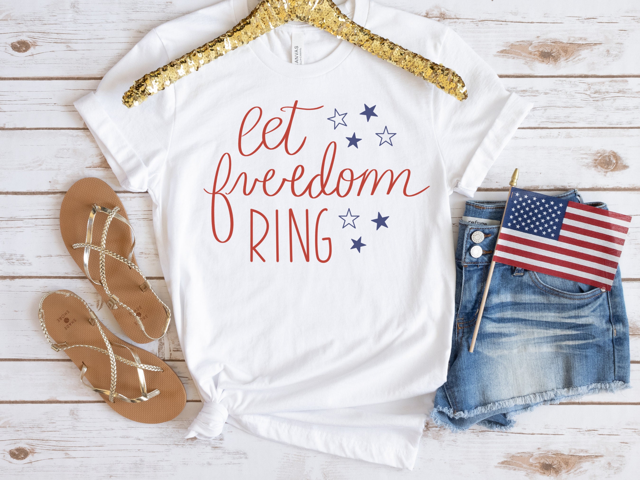 Let Freedom Ring SVG and PNG Digital Download - Patriotic Cursive ...