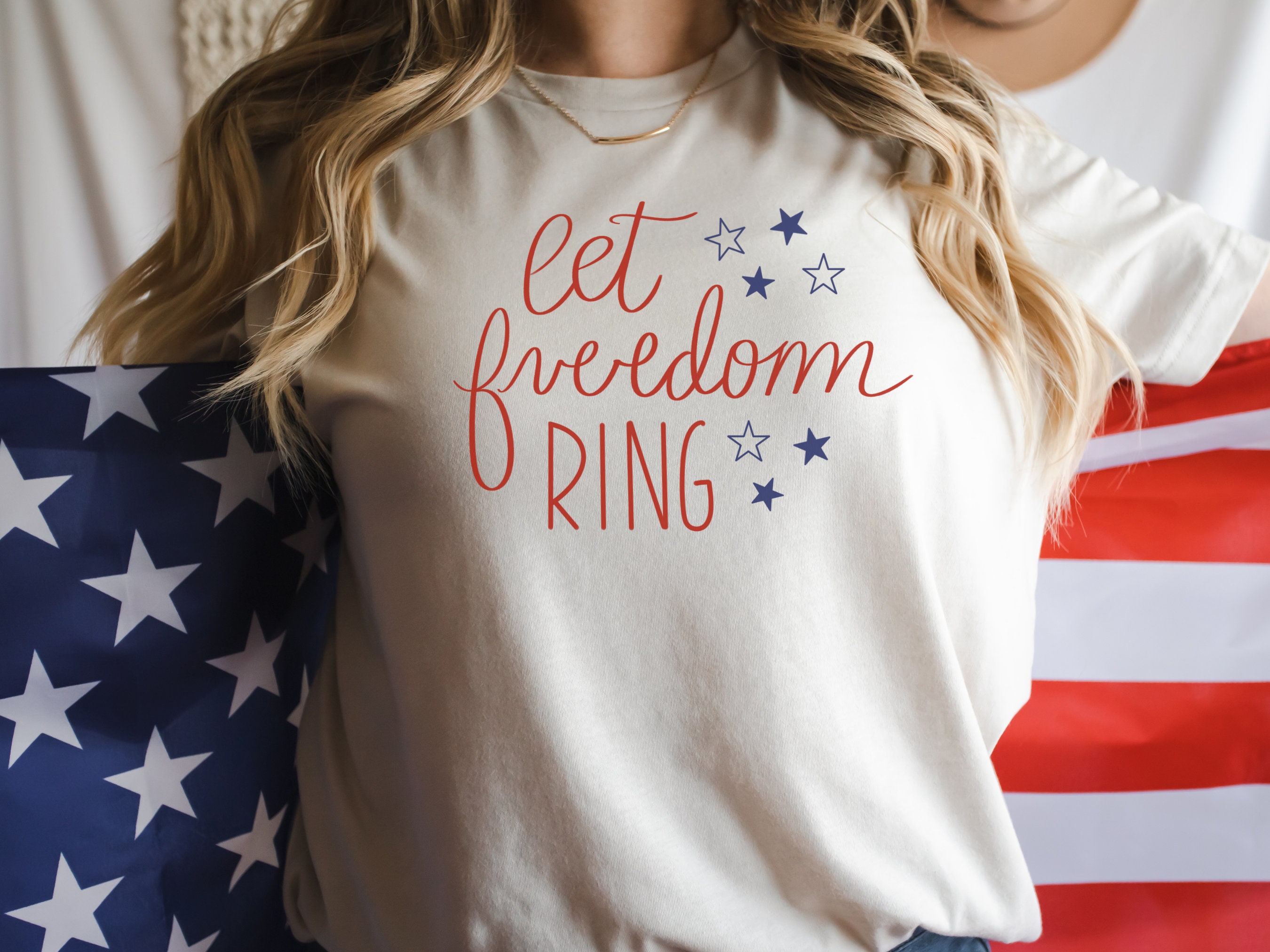 Let Freedom Ring SVG and PNG Digital Download - Patriotic Cursive ...