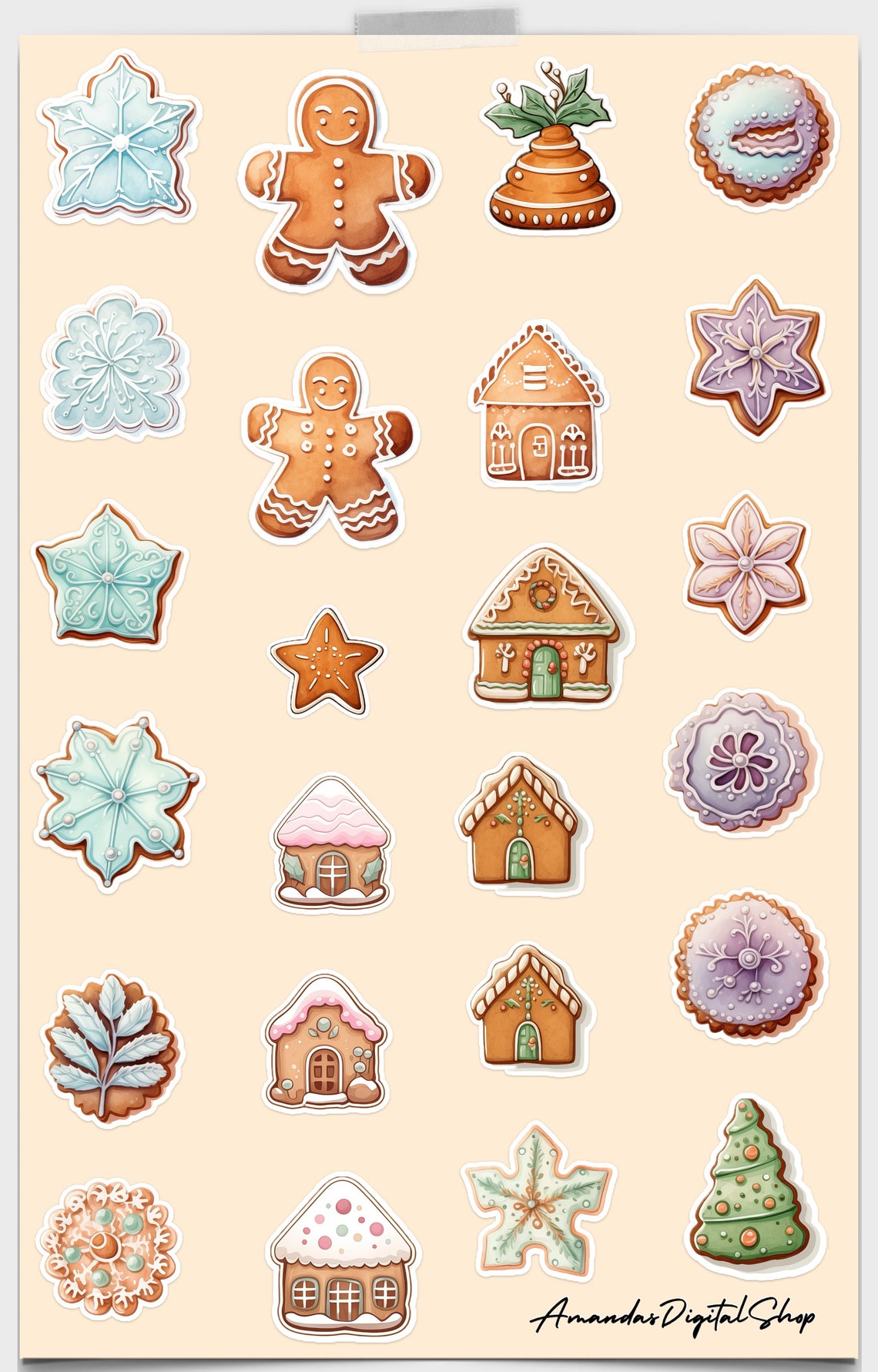 Gingerbread Stickers, Goodnotes Stickers, Digital Downloads for ...