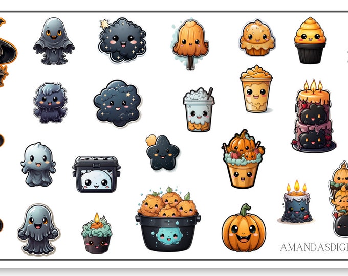 Goodnotes Stickers | Kawaii Spooky Halloween Digital Stickers | Cute ...