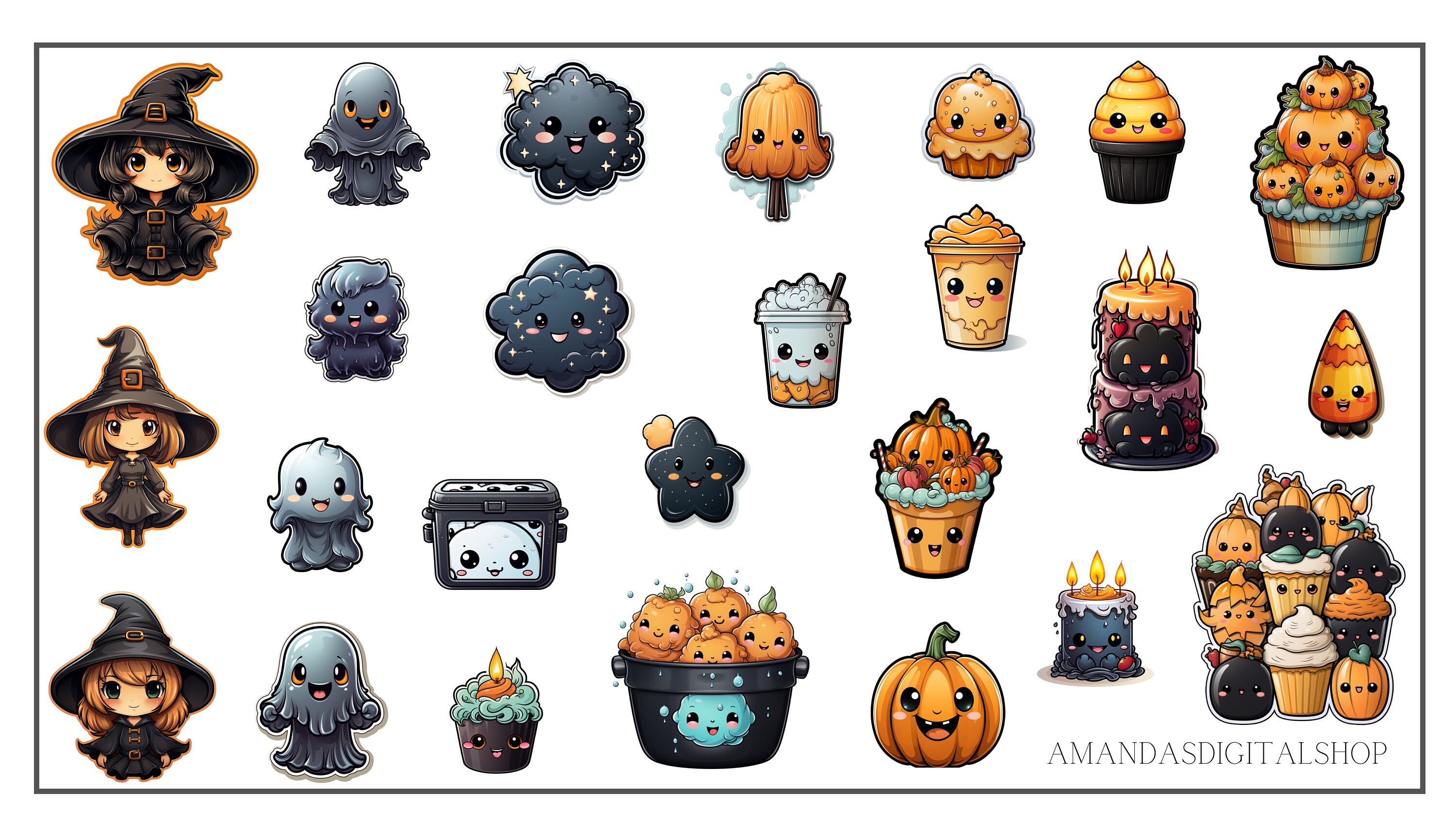 PDF Printable Kawaii Spooky Halloween Stickers Aesthetic - Etsy