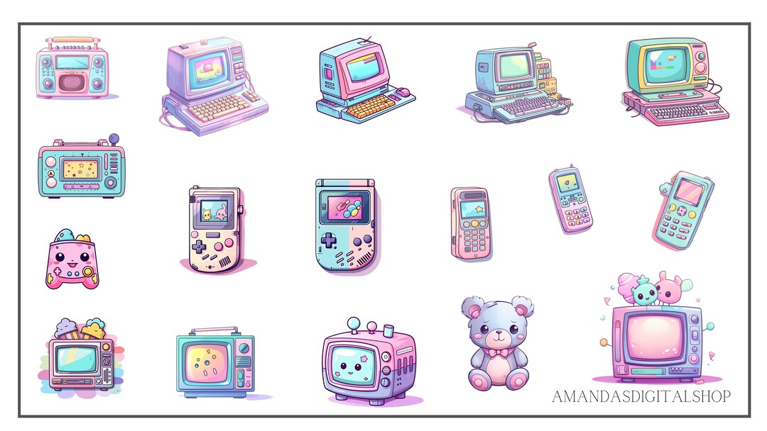 PDF Printable Retro Nerdy Stickers Aesthetic Digital - Etsy