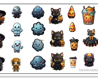 Goodnotes Stickers Kawaii Spooky Halloween Digital Stickers Cute Trick ...