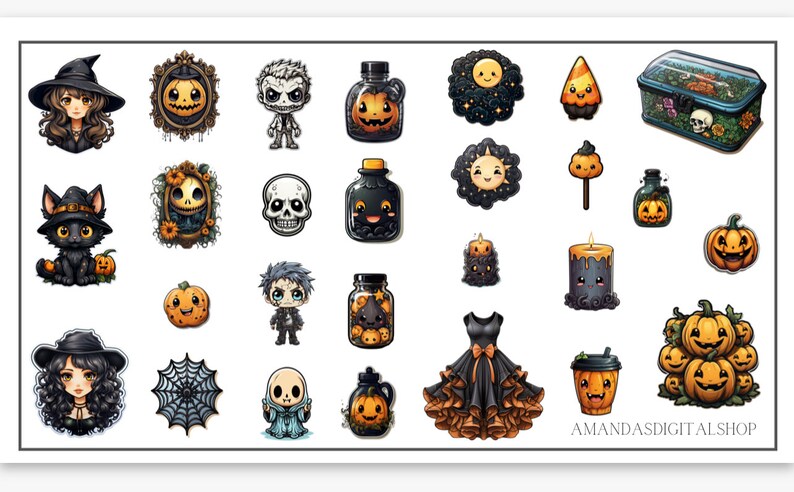 Goodnotes Stickers Kawaii Spooky Halloween Digital Stickers Cute Trick ...