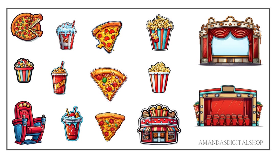 PDF Printable Pizza Stickers Aesthetic Digital Stickers Planner Journal ...