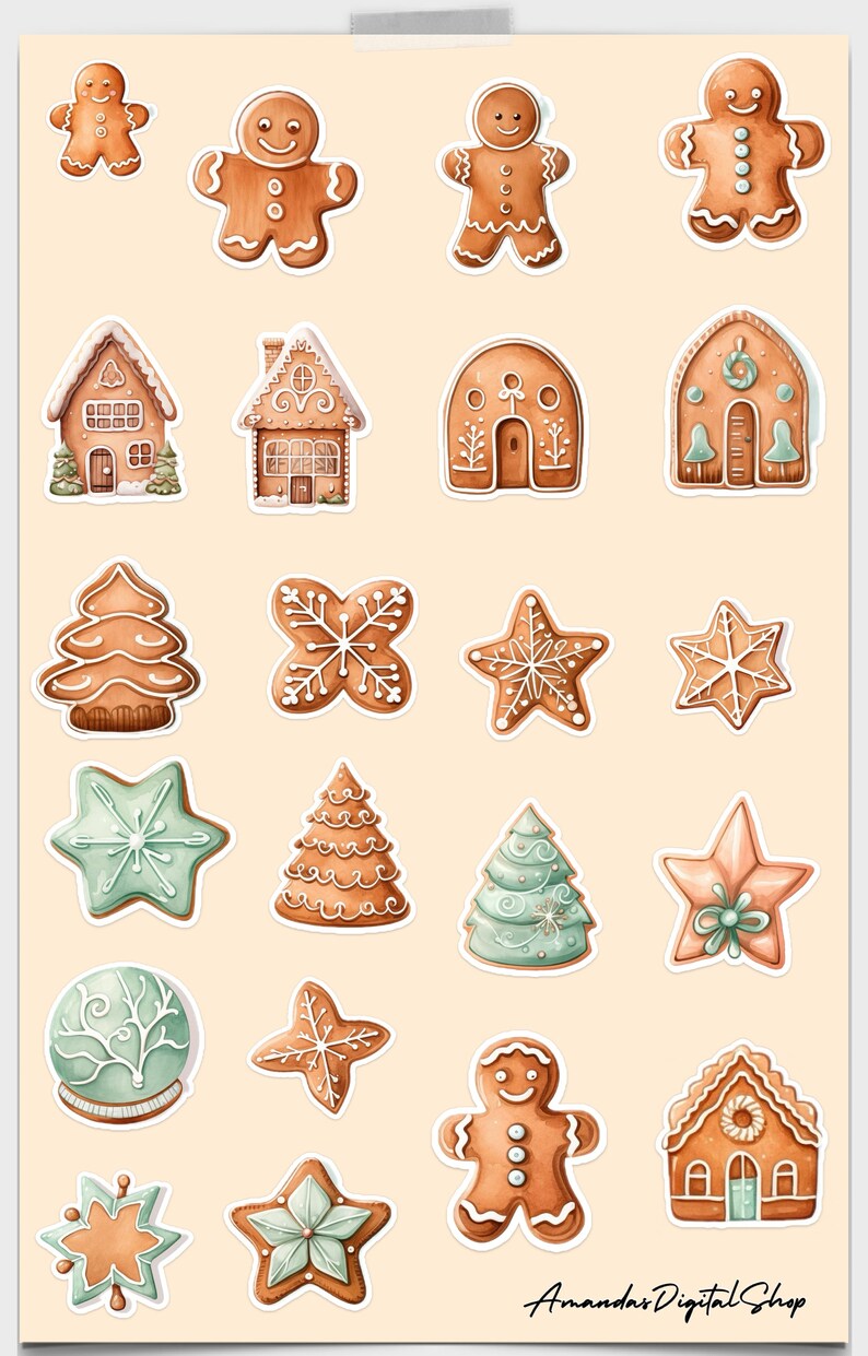 Gingerbread Stickers, Goodnotes Stickers, Digital Downloads for ...