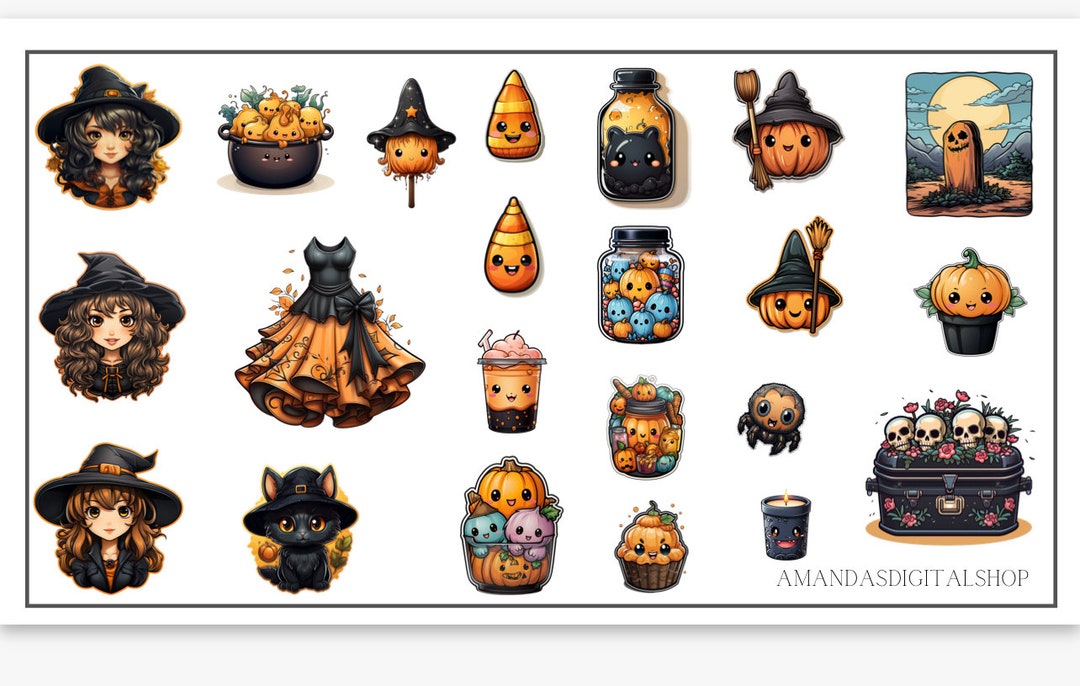 Goodnotes Stickers Kawaii Spooky Halloween Digital Stickers Cute Trick ...