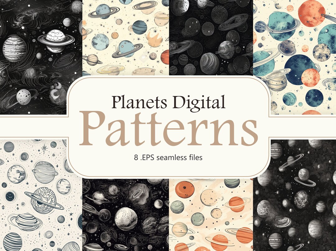 Digital Planet Pattern, Digital Paper With Planet Print. - Etsy