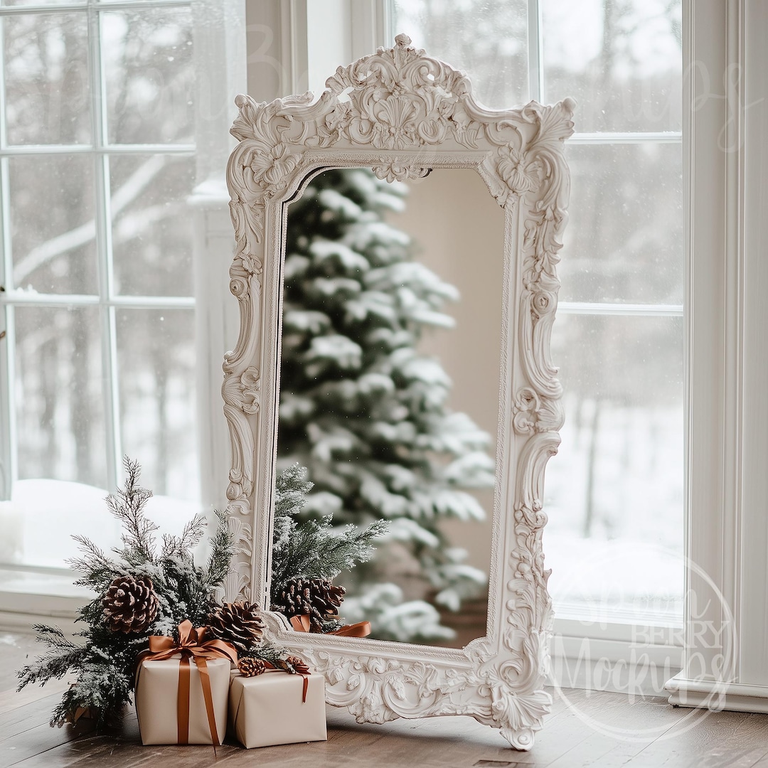 Mirror Mockup, Blank White Mirror Mock Up, Christmas Mirror, Vintage ...