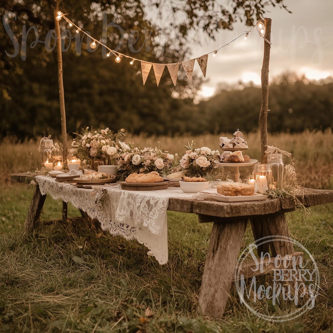 Wedding Table Mockup, Blank Rustic Mock Up, Instant Digital Download ...