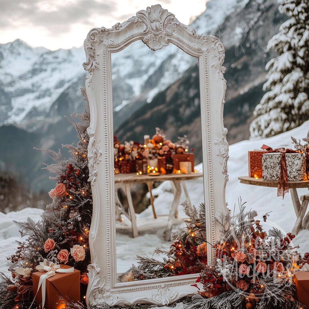 Mirror Mockup, Blank White Mirror Mock Up, Christmas Mirror, Vintage ...