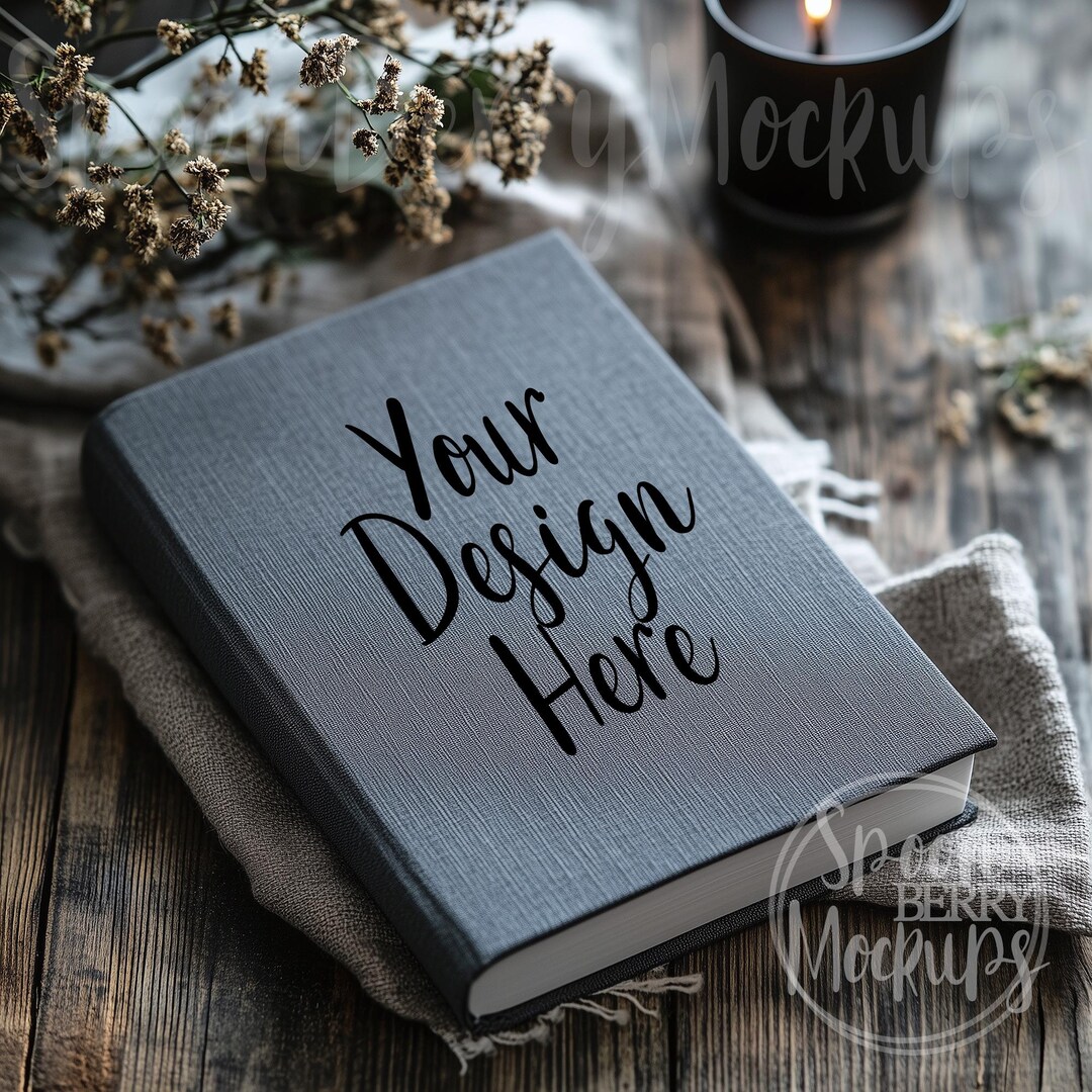 Book Cover Mockup, Blank Grey Mock Up, Stock Photo, Laser Engraving ...