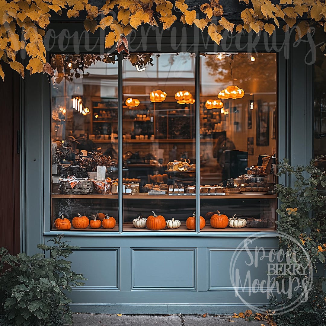 Store Front Mockup, Glass Window Blank Mock Up, Template Photo Fall ...